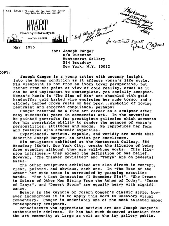 N.Y. Art, Joseph Canger Studio